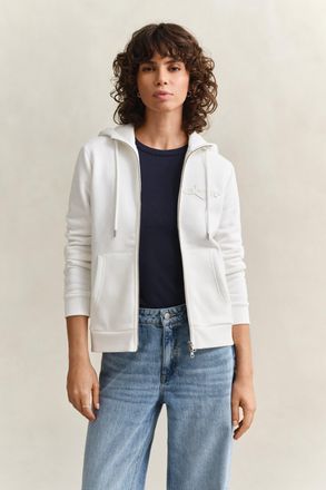 GANT Damen Tonal Shield Sweatjacke (XXXL) EGGSHELL