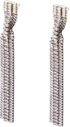 Isabel Marant Long Baguette-Cut Crystal Earrings - Silver
