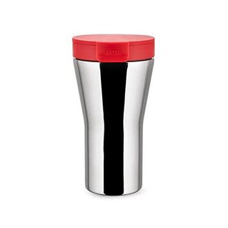 Alessi Caffa GIA24 R - Travel Mug Design &agrave; Double Paroi en Acier Inoxydable 18/10 Brillant Et R&eacute;sine Thermoplastique, Rouge