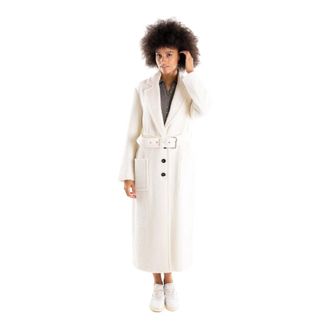 Pinko Pinko, Femme, Manteaux, Blanc, Taille: 42 FR Manteau droit &agrave; ceinture