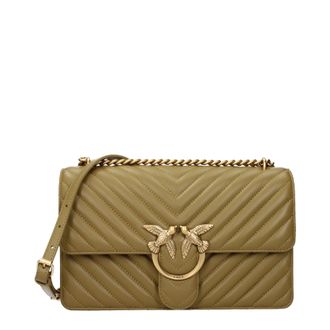 Pinko Pinko Sacs Bandouli&egrave;re Love One Femme Cuir Vert/Kangourou