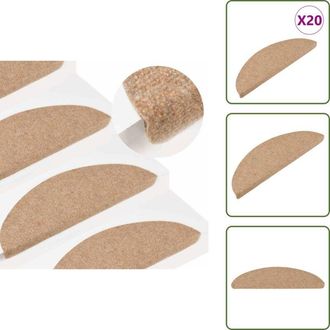 vidaXL vidaXL Tapis descalier auto-adh&eacute;sifs 20 pcs beige 56x17x3 cm