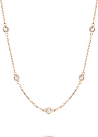 Tamaris Necklace - Halskette mit funkelnden Zirkoniasteinen aus Edelstahl - IP Ros&eacute;gold - Ankerkette verstellbar bis 45 cm - wasserfest & hautfreundlich