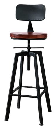 Generic Barhocker mit schmiedeeiserner R&uuml;ckenlehne, moderner minimalistischer hoher Hocker, Stabiler Dreibein-Barhocker/62-80 cm