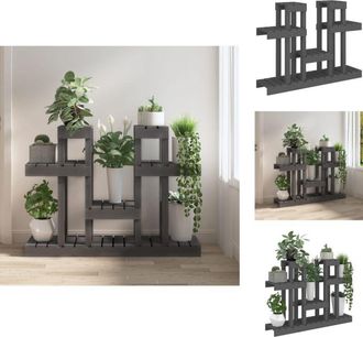 vidaXL Vidaxl - Pflanzenst&auml;nder Grau 104,5x25x77,5 cm Massivholz Kiefer - Blumenst&auml;nder - Holzkiste - Pflanzenregal - Balkonm&ouml;bel - Garten Deko