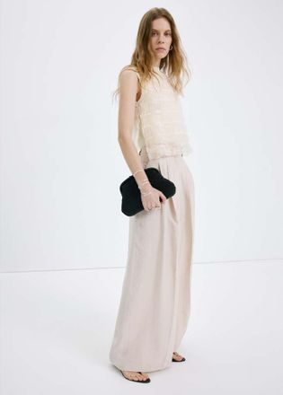 Mango Gerafftes Top aus kombiniertem Stoff ecru - Damen - S - MANGO