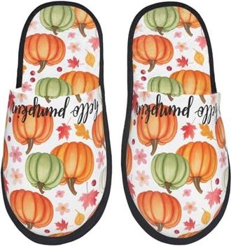 Generic L&eacute;g&egrave;re Pantoufles &agrave; Hiver Bonjour citrouille Chausson Maison Unisex Chaussons en Feutre pour Adulte Int&eacute;rieur Homme L