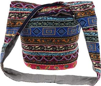 SM SunniMix Thai Bohemian Crossbody Sac à Bandoulière Hippie Zip sur Supérieur, Multicolore, 35 x 18 x 32 cm