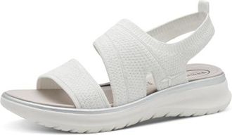 Tamaris Comfort sandales plates femme &agrave; enfiler vegan, White/Silver, 38 EU