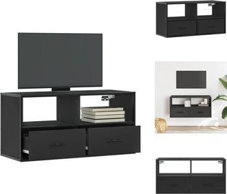 vidaXL Vidaxl - TV-Schrank Schwarz 80x31x39,5 cm Holzwerkstoff und Metall - TV-Schrank - TV-Schr&auml;nke - HiFi-Schrank - Medienschrank