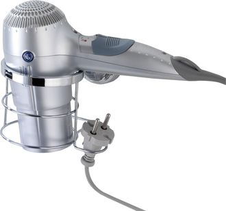 WENKO 18242100 Magic-Loc Haartrocknerhalter Grosseto - Befestigen ohne bohren, Edelstahl rostfrei, 12 x 10 x 12.5 cm, Glänzend