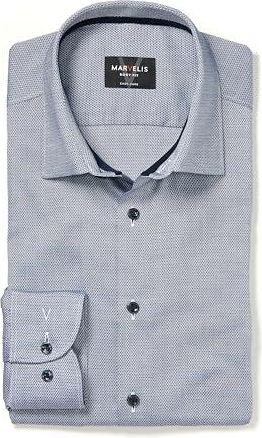 Marvelis Chemise daffaires à manches longues pour homme, coupe ajustée, couleur unie, New York Kent, Marine 18., 42