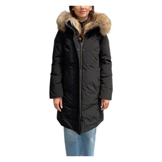 Woolrich Femme, Manteaux, Noir, Taille: 40 FR Manteau Urban Touch Boulder avec fourrure de raton laveur