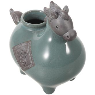 Angoily Chinesische Keramikvase Pferdeform aus Porzellan Tischdekoration mit Pferdefigur Stabile Deko Vase f&uuml;r Trockenblumen und Neujahrsfest