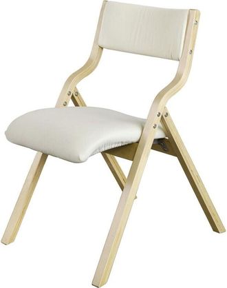 SoBuy Sobuy - Chaise Pliante Confortable en Bois avec Assise Rembourrée - Chaise de Réunion ou de Cuisine, Pliable et Légère, Housse Lavable, Blanc, FST40-W