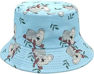 Generic Chapeau de protection solaire d&eacute;contract&eacute; avec motif dours imprim&eacute; polyvalent pour femme, bleu, Taille unique