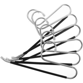 Happyyami 6 St&uuml;ck Pack Platzsparende Hosenb&uuml;gel aus Edelstahl Offener Hosenaufh&auml;nger mit Rutschfestem PVC Vielseitiger Kleiderschrank Organizer f&uuml;r Hosen Schals