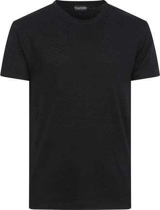 Tom Ford Homme, Tops, Noir, Taille: M Perforated Crewneck T-Shirt