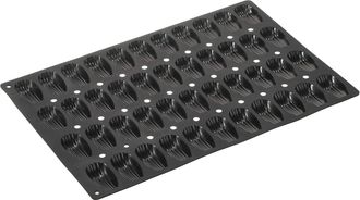 Lurch 67104 FlexiGastro Backform aus 100% BPA-freiem Platin Silikon 44er Madeleine, schwarz, 60 x 40 cm, Gastronomie