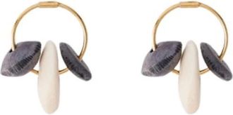 Malababa Femme, Accessoires, Multicolore, Taille: ONE Size Petites boucles doreilles cr&eacute;oles avec disques en os