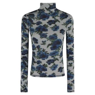 Coperni Pixel Blumen Hoher Kragen Top - - Knitwear - Damen - Blau - XS