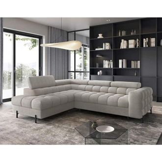Best Mobilier Bestmobilier - Canap&eacute; dangle gauche convertible 5 places avec coffre - T&ecirc;ti&egrave;res r&eacute;glables en tissu bouclette - Dimensions 276x200cm