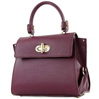 modamoda.de T182 - Fourre-tout italien pour femme, petit cuir, Couleur:Bordeaux