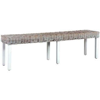 vidaXL Vidaxl - Banc 160 cm Blanc Rotin naturel kubu et bois de manguier massif