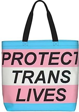 Generic Sac De Courses Prot&eacute;ger Les Enfants Transgenres Mois De La Fiert&eacute; Transgenre Fourre Tout Personnaliser R&eacute;utilisable Sacs &Agrave; Main, Pour &Eacute;cole, Filles, V