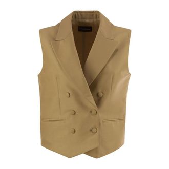 MVP Wardrobe Doppelreihige Weste aus Baumwolle und Seide - - Jackets - Damen - Beige - XS
