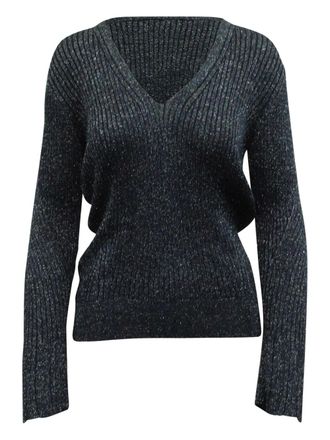 Chlo&eacute; pull c&ocirc;tel&eacute; en maille m&eacute;tallis&eacute;e - Bleu
