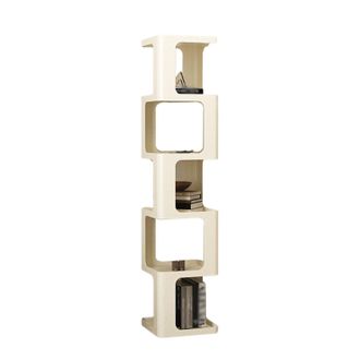 Generic Eck-B&uuml;cherregal, kreatives quadratisches B&uuml;cherregal, B&uuml;cherregal aus Eisen, geeignet for Eingangshalle, Wohnzimmer und Schlafzimmer(White,5-Tier 30x3