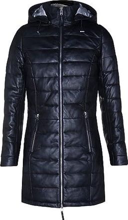 Infinity Leather Femmes cuir noir Manteau matelassé avec capuche Trench Parka 2XL