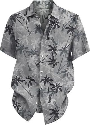 Generic Chemise hawa&iuml;enne &agrave; manches courtes pour homme, imprim&eacute; floral tropical, chemise d&eacute;t&eacute; l&eacute;g&egrave;re et respirante, coupe d&eacute;contract&eacute;e, col rabattable, chemis