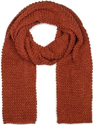 styleBREAKER Femme Longue écharpe en tricot avec motif de vagues, chaude écharpe dhiver en tricot Couleur unie 01018168, couleur:Fauve