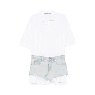 Alexander Wang Mini-Kleid mit Lagen-Denim-Eins&auml;tzen - - Dresses - Damen - Wei&szlig; - 3XS