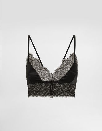 Dolce & Gabbana Soft-cup-bralette-bh Aus Satin Mit Spitze - Frau Unterw&auml;sche Schwarz 4