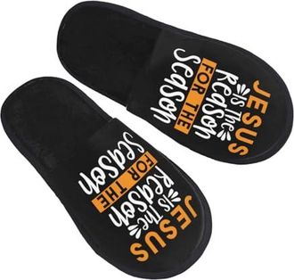 Generic Chaussures De Maison J&eacute;sus Est La Raison De La P&eacute;riode De No&euml;l Pour Femme Et Homme Slippers Antid&eacute;rapantes Shoes Camping Fuzzy Pantoufles Pour Chambre