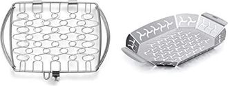 Weber Grillkorb 21.1 x 17.5 cm, Fisch- und Gemüsehalter & Medium Original Grill Basket, Edelstahl, Rechteckig, Silber