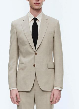 Fursac Veste en toile de laine beige - Taille 44 - Homme
