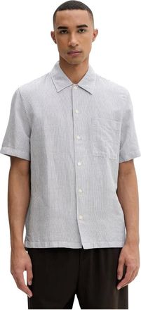 Marc O'Polo Homme, Chemises, Bleu, Taille: M Chemise en lin &agrave; rayures et manches courtes