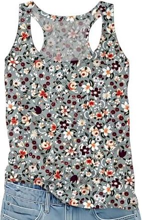 Generic Debardeur Femme Chic et &eacute;l&eacute;gant Chemisier sans Manche Imprim&eacute; D&eacute;bardeur Crop Top Ete Haut Chic et Elegant Caraco Vetement Femme Ete Veste Tee Shirt sa