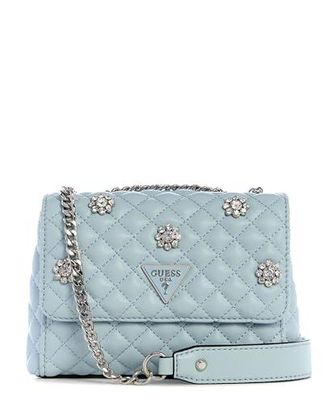 Guess Everlee Mini Convertible Crossbody Flap, Bandouli&egrave;re Femme, Bleu Misty, Taille Unique