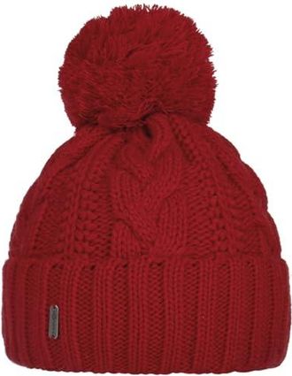 Mcburn Bonnet a Pompon Giant Femme - Made in Italy pour lhiver Bonnets &agrave; en Tricot avec Revers, Doublure, Doublure Automne-Hiver - Taille Unique Rouge