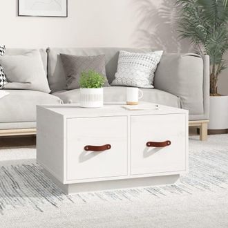 vidaXL Table basse Blanc 60x53x35 cm Bois massif de pin