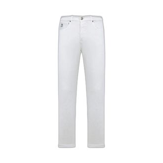 Brunello Cucinelli Jean Slim en Denim Stretch - Homme - Pantalons - Blanc - Taille: 2XL