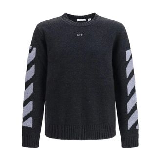 Off-white Diag Fuzzy Rundhals-Pullover - - Knitwear - Herren - Blau - 2XL