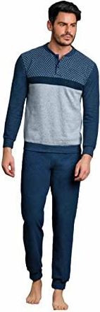 Enrico Coveri Pyjama pour homme dhiver, pyjama pour homme en jacquard chaud, pyjama pour homme en peluche, chaud et confortable, pyjama pour homme dhiver, Jean 2075