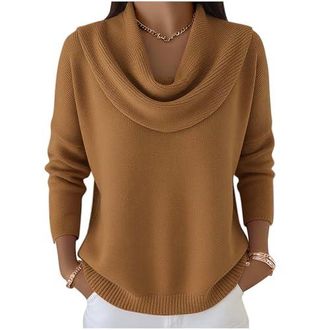 Generic Pull à paillettes scintillantes pour femme - Pull en tricot à col bénitier - Vêtements de Noël - Pull ample décontracté à manches longues - Pull tenda
