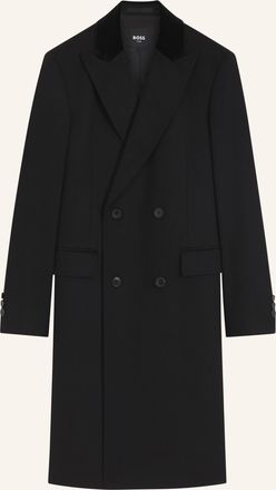 HUGO BOSS Mantel H-Hyde-Db-Pk-Dtl-264 Slim Fit schwarz